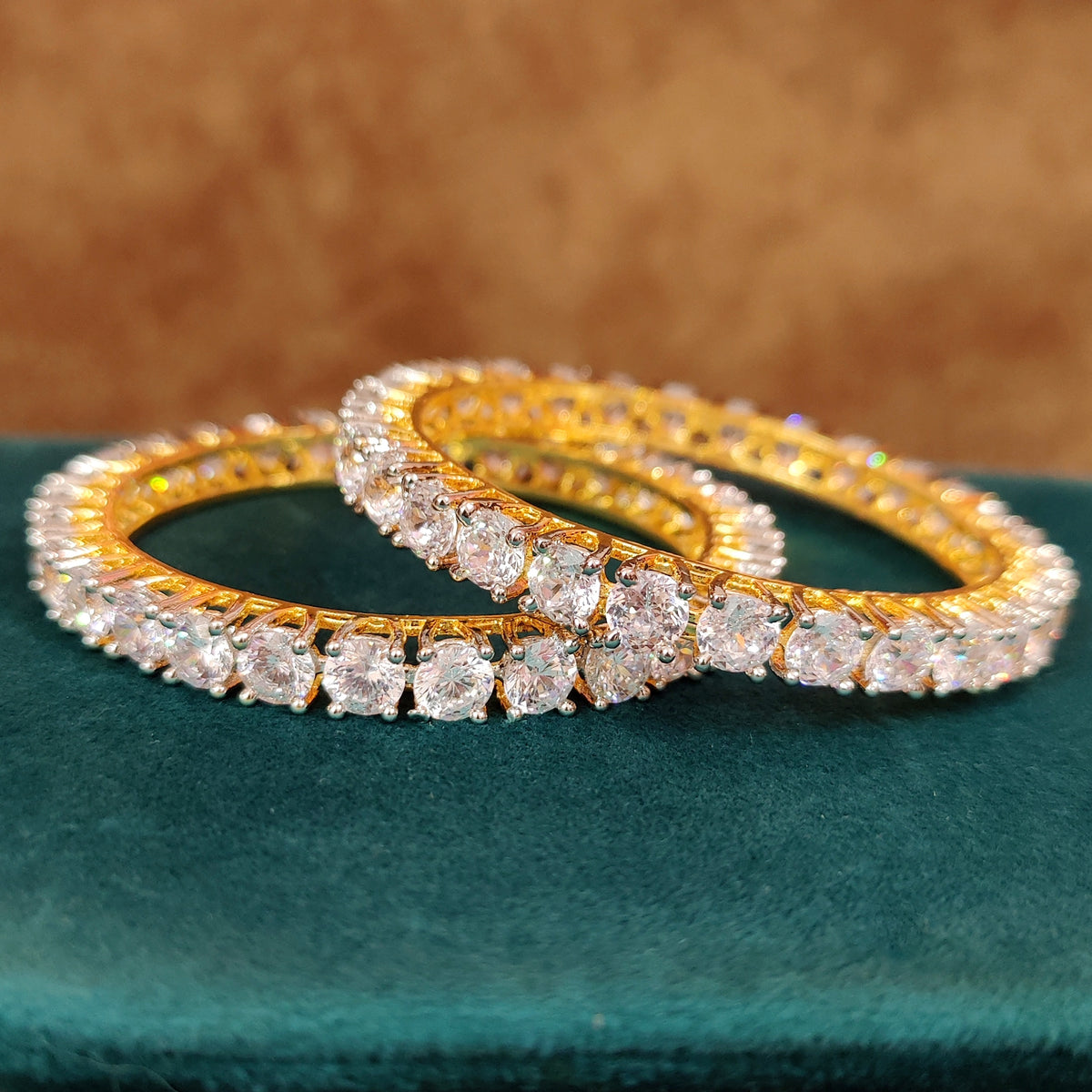 SINGLE LINE 7MM SOLITAIRE LOOK CZ DIAMOND LOOK ALIKE BANGLES – Sanvi Jewels