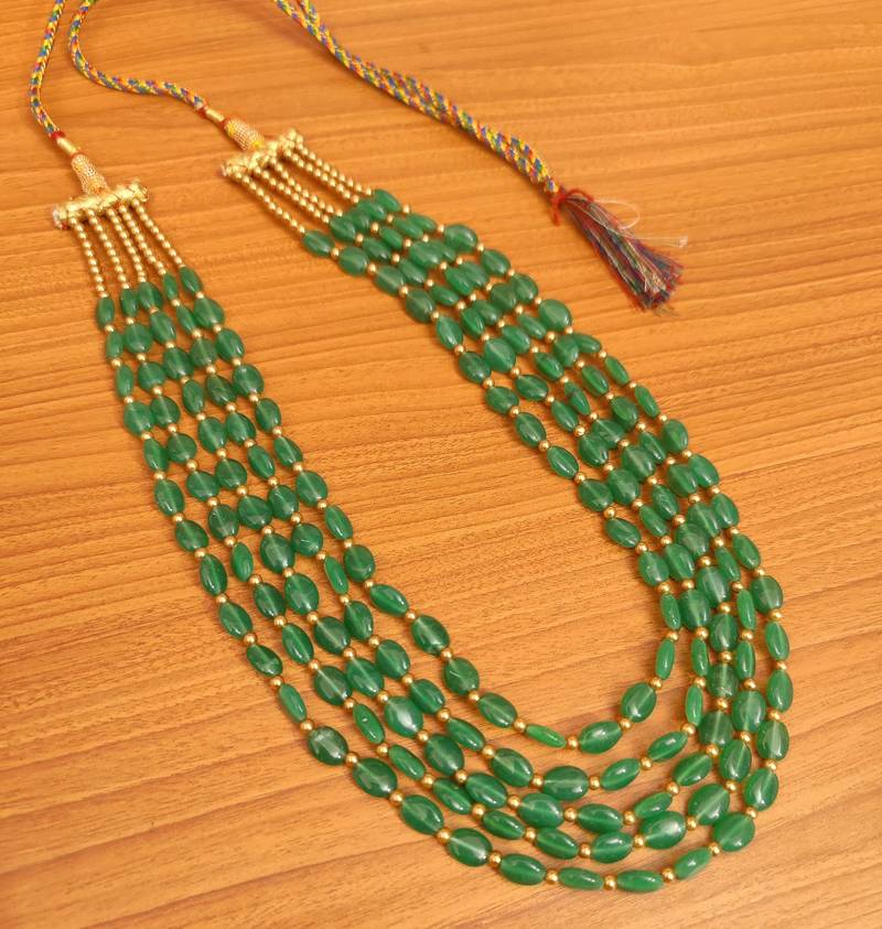 SEMI PRECIOUS EMERALD LOOK MULTI LAYERED NECKLACE – Sanvi Jewels