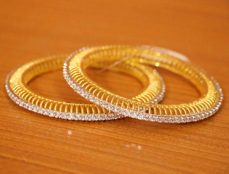 Single Line Gold Plated Pacheli Bangles – Sanvi Jewels