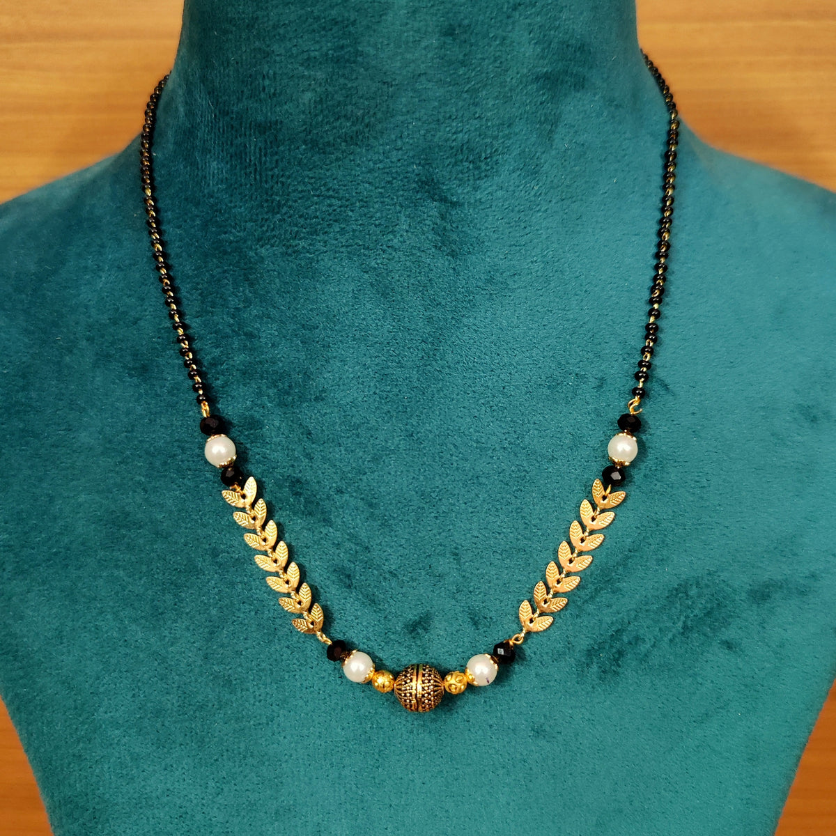 GOLD PLATED ANTIQUE BEAD & PEARL MANGALSUTRA – Sanvi Jewels