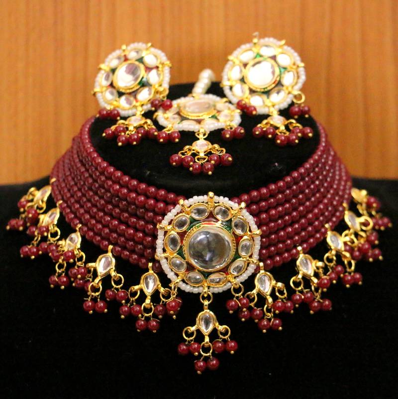 MAROON CRYSTAL NECKLACE-SETS – Sanvi Jewels